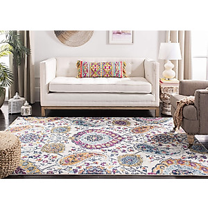 SAFAVIEH Madison Collection Area Rug - 8' x 10', Cream & Multi, Boho Chic Glam Paisley Design, Non-Shedding & Easy Care, Ideal for High Traffic Areas in Living Room, Bedroom (MAD600B)