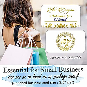 PARTH iMPEX 50 Coupon Cards - Gold Foil Stamping 3.5"x2" Blank Gift Certificates Redeem Vouchers