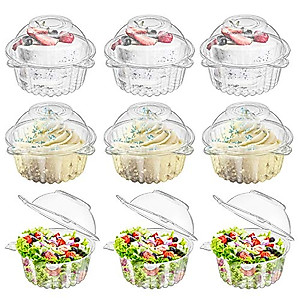 Bekith 150 Pack Individual Cupcake Holder, Thick Clear Plastic Dome Single Cupcake Carrier Muffin Container Holders Cases Boxes Cups for Sandwich, Hamburgers, Fruit, Salad, Party Favor Cake