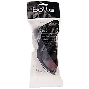 Bolle Safety Rush+ Safety Glasses Platinum® with Assembled Foam and Strap, Black & Red Frame, Clear Lenses