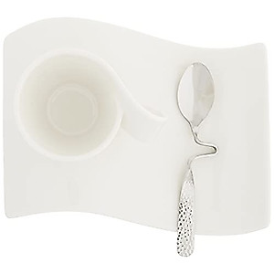 Villeroy & Boch NewWave Caffe 6-Piece Espresso Set, Set for 2, Premium Porcelain, Made in Germany, White