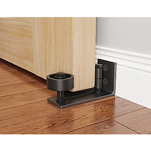 ZEKOO Sliding Barn Door Floor Guide, 8 Setup Options, Adjustable Stay Roller Guide, Black Wall Mounted Barn Door Hardware for Flush Bottom