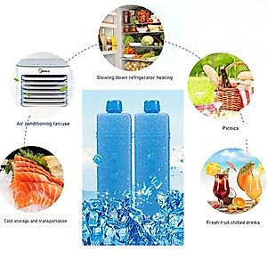 Small Fan, Ice Packs 4Pcs Long Lasting Freezer Blocks Reusable Portable Cooler Freezer Ice Packs Keep Cool for Refrigerator Air Conditioner Fan