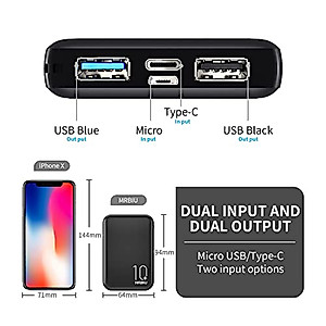 MRBIU 5v 2a Heated Vest Battery Pack,Micro Power Bank 10000mah for Heated Jacket,Dual USB LCD Display Portable Charger,External Battery for iPhone, Android etc.