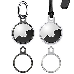 2 Packs AirTag Holder Key Ring, Stouchi Aluminium Invisible Slim Keychain Case for AirTags 2021 Finder Items iPhone 13/12 Dogs, Keys, Backpacks Air Tag Accessories