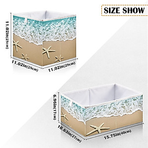 Kigai Storage Basket Summer Beach Shells Foldable Storage Bin 11 X 11 X 11 Inches Cube Storage Baskets Box for Shelves Closet Laundry Nursery Bedroom Home Decor
