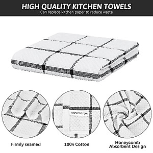 Nialnant 14 Pack Kitchen Towels,8 Pack 12x12 Inches 8 Ring Spun Dish Rags + 6 Pack 13x13 Inches Waffle Weave Dish Towels for Kitchen