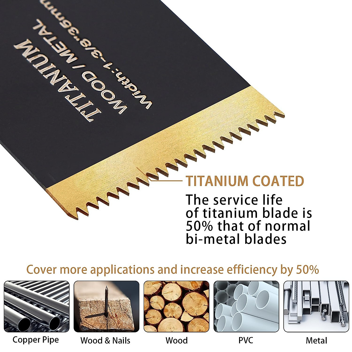 Savoriee 30PCS Oscillating Saw Blades, Universal Titanium Multitool Blades for Wood Plastics Metal, Quick Release Multi Tool Kits Fit Bosch Ryobi Milwaukee Rockwell Fein Makita