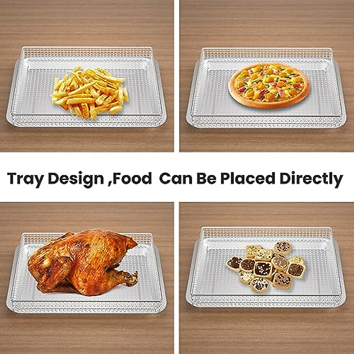 Stainless Steel Baking Tray Pan and Air Fryer Basket Compatible with Cuisinart Airfryer TOA-060 and TOA-065 for Cuisinart air fryer replacement parts