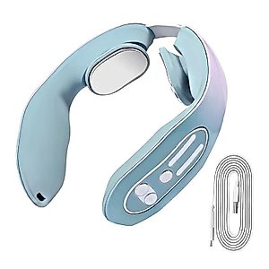 YUJECT Neck Massager Device, Acupoints Lymphatic Drainage Machine, 12 Modes for Pain Relief, Portable Women Men Gift - Blue