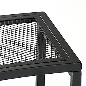 Sunnydaze Outdoor Curved Fire Pit Bench - Rustic Backyard Backless Powder-Coated Black Metal Mesh Garden, Patio, Porch and Deck Chair Seating - Set of 4