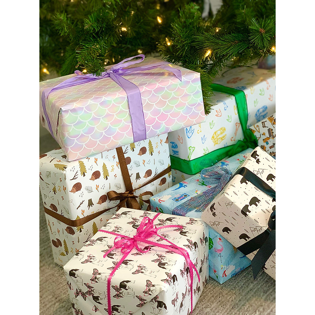 Stesha Party Frenchie Puppy Dog Gift Wrapping Paper - Folded Flat 30 x 20 Inch (3 Sheets)