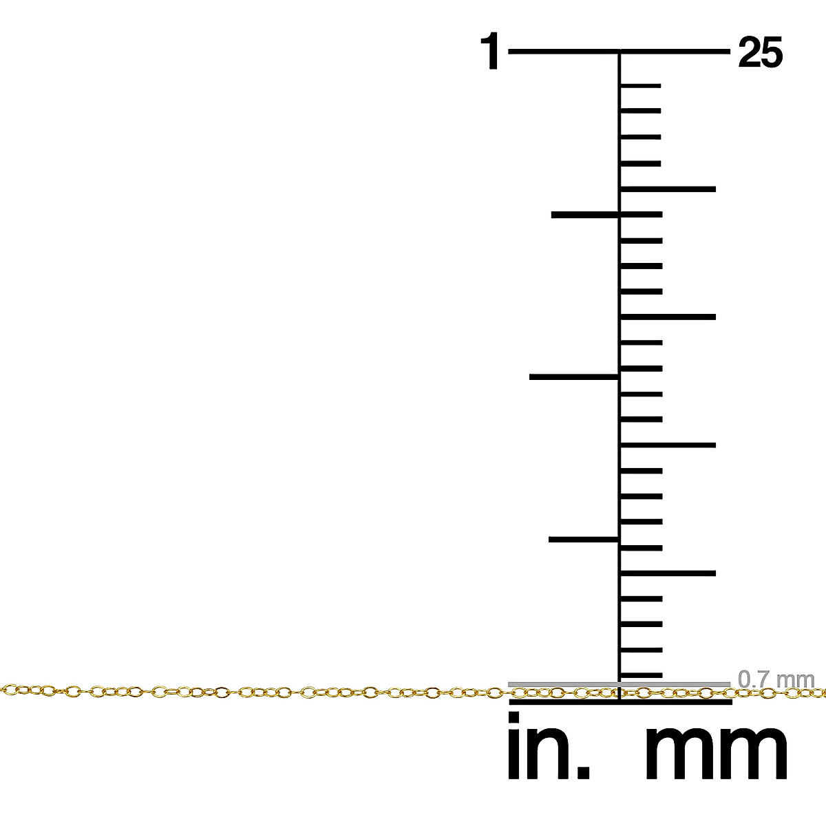 Kooljewelry Solid 14k Yellow Gold Thin Round Cable Chain Necklace (0.7 mm, 16 inch)