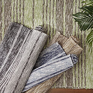 DII Woven Rag Rug Collection Recycled Yarn Variegated Rustic Stripe, 2x3', Stone