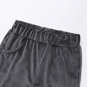 Boys Girls Velvet Hooded Tracksuit Sweatshirt Top + Sweatpants Hoodie Outfit Set