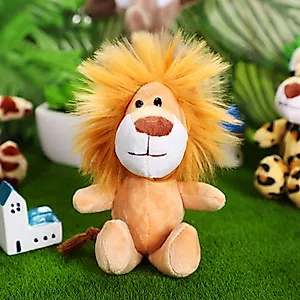 Sumind 12 Pieces Mini Stuffed Forest Animals Jungle Animal Plush Toys 4.8 Inch Cute Elephant Lion Giraffe Tiger Plush for Animal Themed Parties Achievement(Standing)