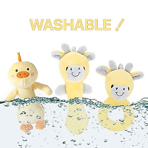 VLIFE Interactive Plush Toy Duck Set (3 Packs) with Squeaker and Jingle Sounds for Puppies and Small Dog Birthday Gift Set as Companion for Puppies and Small Breed Dogs(Premium Quality), Yellow