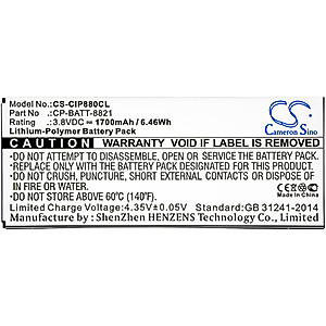 SunxSiaz Li-Polymer Battery, 1700mAh Replacement Battery GP-S10-374192-010H 74-102376-01 CP-BATT-8821, for 8800