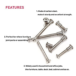 cSeao 114pcs M6 Hex Socket Cap Allen Bolts Rivet Screws Furniture Connecting Nuts for Crib Bolts Nuts Kit, M6x15mm to 80mm, Nickel Plated