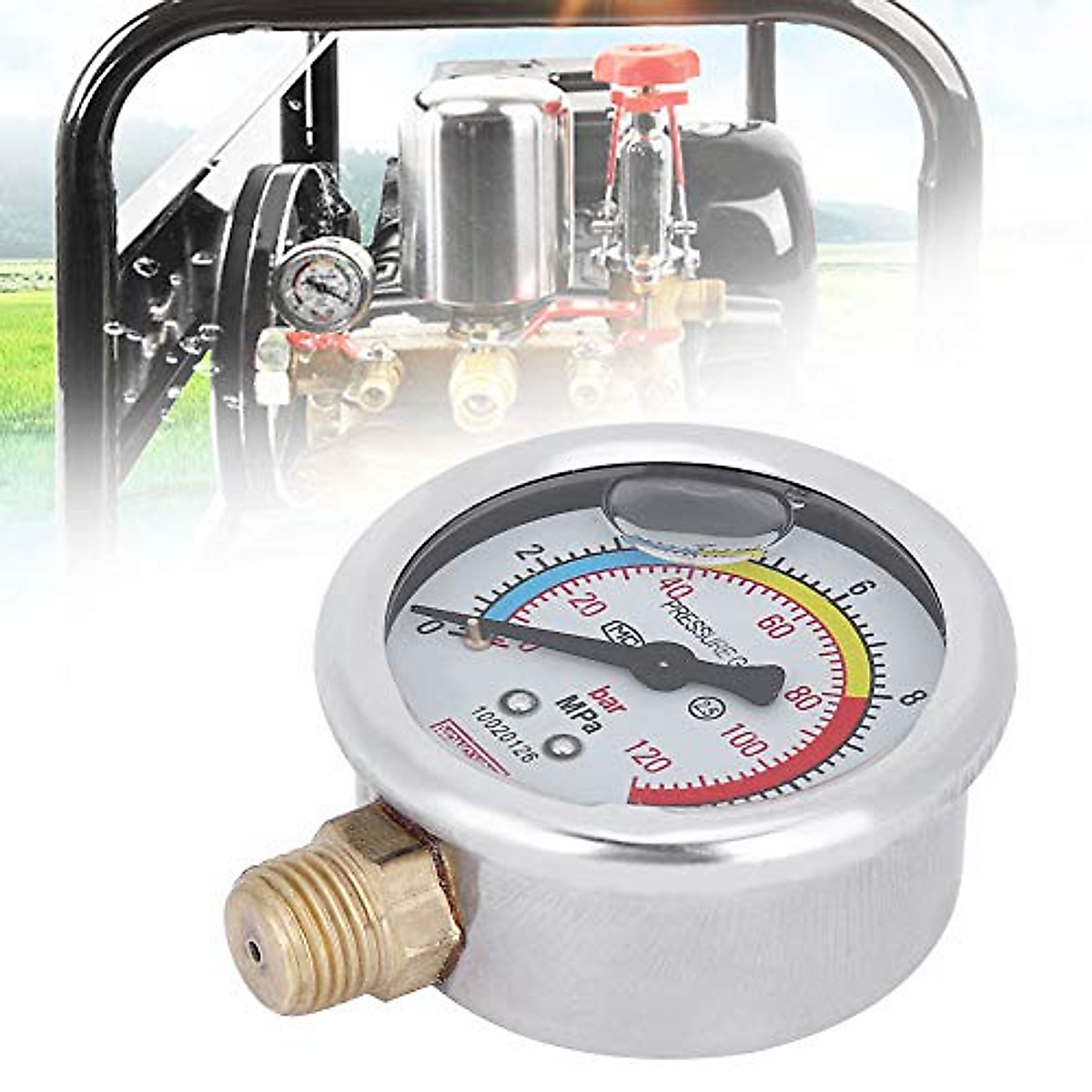 Pointer Pressure Gauge, Oil Immersed Fit for 30 40 60 Type Pump G1 4 Pressure Gauge DN8 Agricultural Supplies for Home Garden Farm