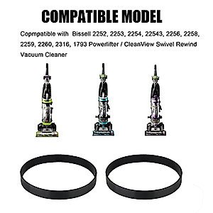 Replacement Belts for Bissell 2252, 2254, 2259, 22543, 2256, 2258, 1793 Powerlifter/CleanView Swivel Rewind Pet Vacuum Cleaner (2 Pack)