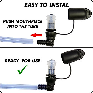 Hydration Water Bladder Bite Valve Mouthpiece Replacement - Leak-Proof, Easy-to-Use Pull/Push Shutoff Valve with Dust Cover - Compatible with Hiking Water Backpack with Bladder or Hydration Pack