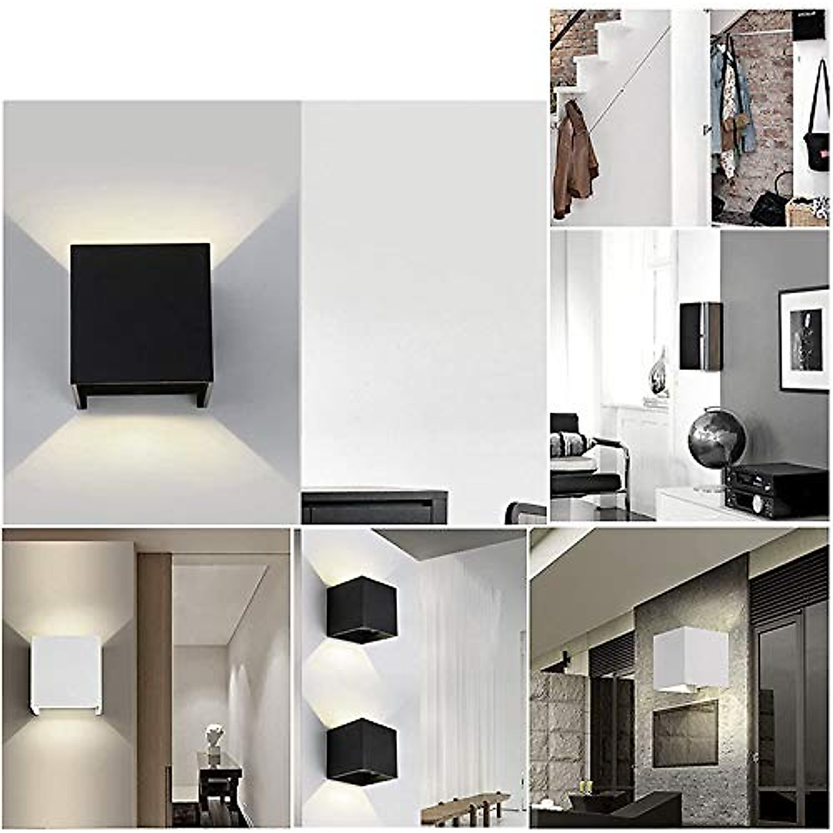 Wrasse LED Aluminum Outdoor Wall Sconces 12W Modern Wall proch housing Lighting 110v Exterior Black 6500k Garage Corridor Lights Wall Mounted Lamp Porch Patio Light 2PCS (Matte Black 6500k)