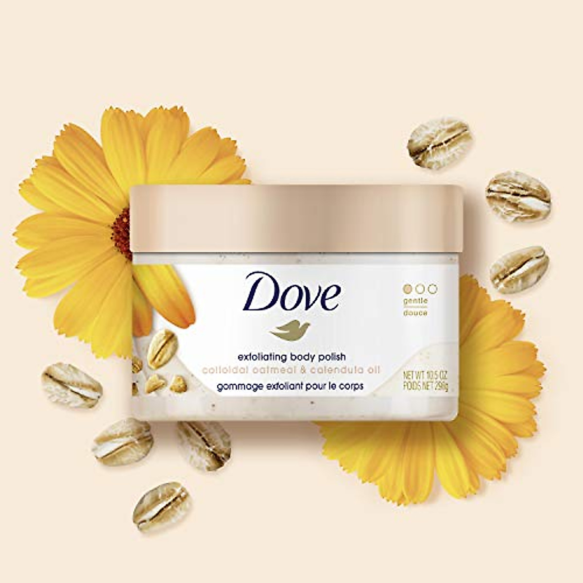 Dove Scrub for Silky Skin Oatmeal & Calendula Oil Body Scrub Exfoliates & Gives Lasting Nourishment 10.5 oz 4 Count