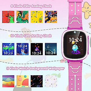 Luoba Kids Smart Watch Girls, Toys for 3-10 Year Old Girls Boys, 1.44 in Touchscreen with 20 Puzzle Games Camera Alarm Video Music Player, Toddler Birthday Gift Pink