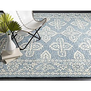 Hauteloom Passaic Wool Living Room, Bedroom Area Rug - Bohemian/Global - Blue, Beige - 8' x 10'
