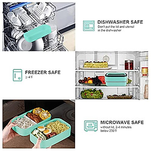 Adult Bento Box Lunch Box Large, Bento Box Japanese Lunch Box Kit with Bag & Utensils, Food Picks for Bento Box Containers, Stackable Bento Box for Adults, Microwave Bento Boxes BPA-free Food Safe