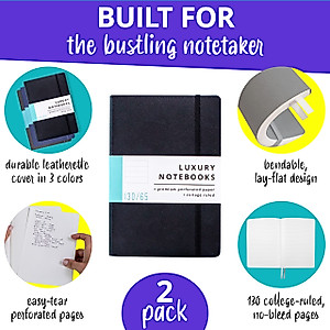 Papercode Lined Journal Notebooks (2 Pack) - Luxury Journals for Writing w/ 130 Pages, Soft Cover - Executive Notebooks for Work, Travel, College - Gray