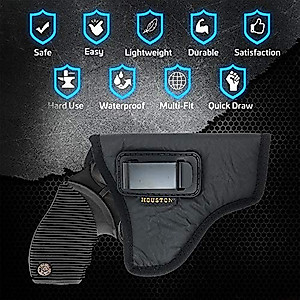 IWB Revolver Holster by Houston - ECO LEATHER Concealed Carry Soft - Suede Interior for Maximum Protection - FITS: Revolvers K, L, M & N Frames - Taurus Judge - 5 & 6 Shots - 2.5" to 3" Barrel (Right)