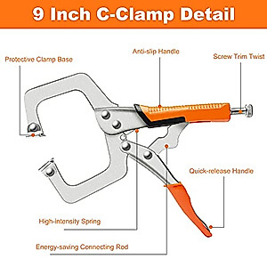 Pocket Hole Jig System Kit, Pocket Screw Jig with 11 Inch Clamp, Square Driver Bit, Hex Wrench, Depth Stop Collar, Step Drill Bit, Coarse Square Driver Screws, All In One for Joinery Work