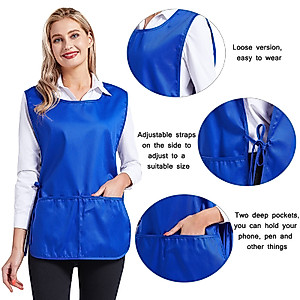 Nanxson Unisex Cobbler Apron with 2 Deep Pockets, 2 Pack Smock with Side Ties for work kitchen CF3137 (blue, One Size)