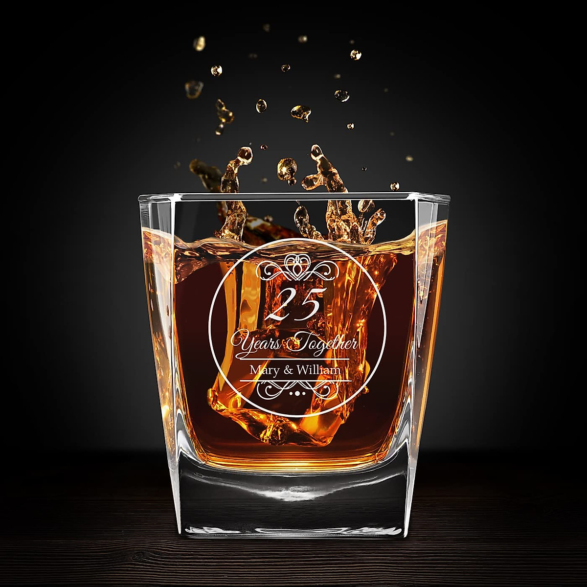Maverton 6 Whiskey glasses for couples - Tumblers for Wedding - Drinking glasses for pairs - Personalized whisky set for newlyweds - Glassware for anniversary - For Parents - ANNIVERSARY