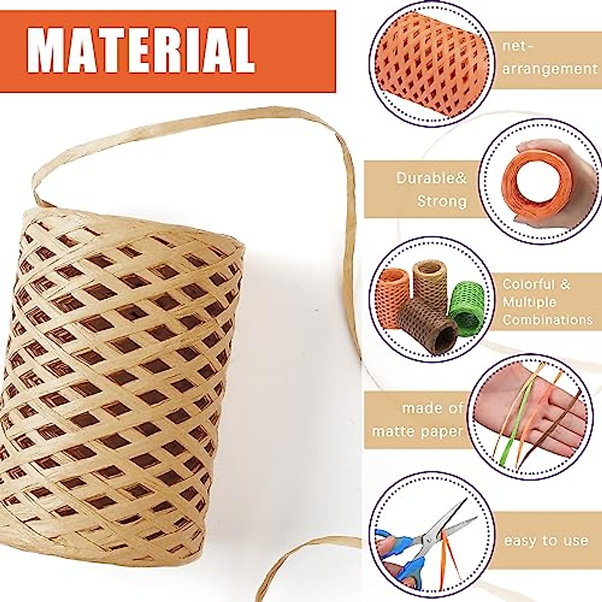 4 Roll Raffia Ribbon 1200 Feet Raffia Paper Ribbon Christmas Thanksgiving Gift for Gift Wrapping, DIY Craft, 300 Feet Each Roll(Green, Orange, Deep Brown, Light Brown)