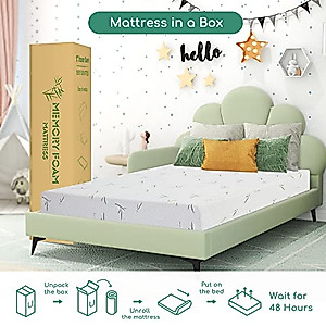 Airdown Twin Mattress, 6 Inch Memory Foam Mattress in a Box for Kids with Breathable Bamboo Cover, Medium Firm Green Tea Gel Mattress for Bunk Bed, Trundle Bed, CertiPUR-US Certified, Made in USA
