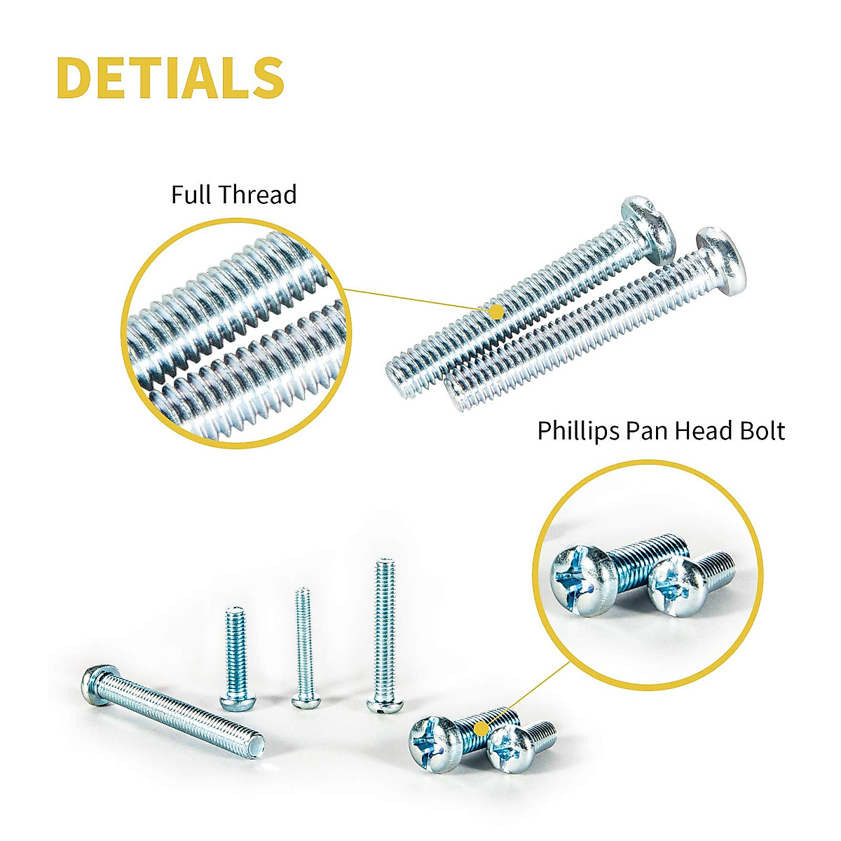 Maexxna 100pcs Nut & Bolt Assortment Sets, Metric Machine Screws Set, Philips&Slot Panhead, Zinc Planted M3 M4 M5 M6, 4 Kinds of Diameter and 6 Kinds of Length