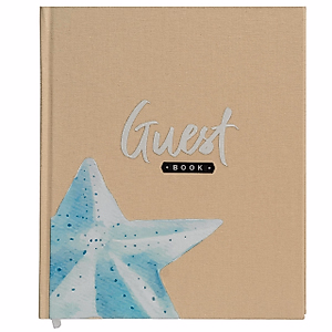 Paper 'n Such Guest Book for Vacation Home, Hardcover Linen Beige Guestbook, Vacation Rental Essentials, Visitor Sign in Book, Beach House Welcome Book for Short Term Rentals, Host Gift