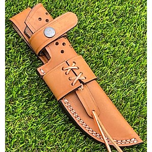 Ottoza Handmade Leather Knife Sheath SIDE DRAW Knife Sheath - Bushcraft Knife Sheath - Hunting Knife Sheath - Survival Knife Sheath - Vertical Knife Sheath Brown TOP GRAIN LEATHER No:334