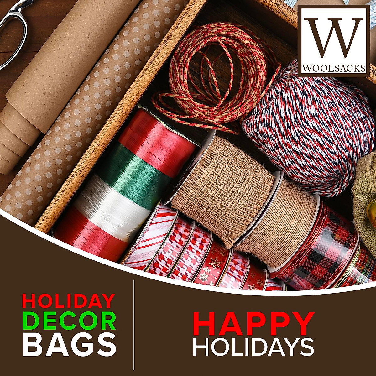 Woolsacks Burlap Christmas Bags | Blank Burlap Sacks for Holiday Crafts and Farmhouse Christmas Decor | 9" x 14" | Made in the USA (Pack of 3)