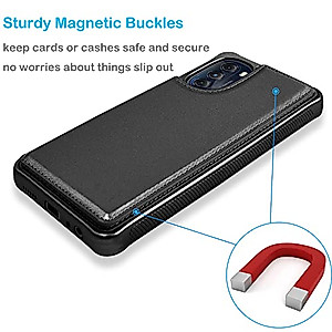 Tekcoo Wallet Case for Motorola Moto G 5G 2022 / Moto G (2022) / XT2213 Minimalist PU Leather ID Cash Credit Card Holder Slots Magnetic Closure Kickstand Folio Flip Slim Protective Cover - Black