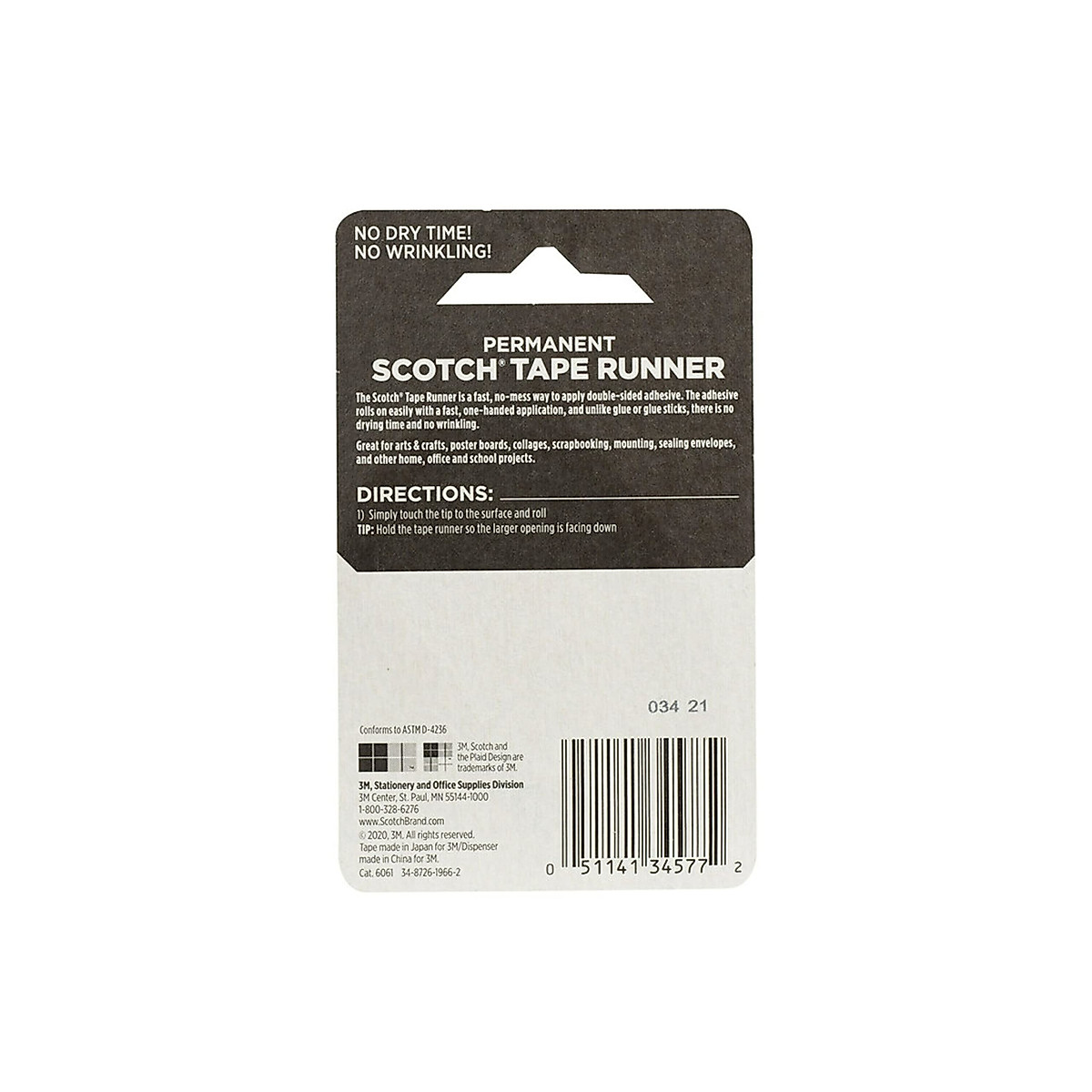 Scotch Double Sided Adhesive Roller.27 Inches x 26 Feet (6061)