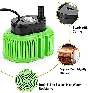Pool Cover Pump Above Ground, Water Pump for Pool Draining, Submersible Water Pump Sump Pump with 16 Ft Drainage Hose & 25 Ft Extra Long Power Cord (840GPH-Green, Green)