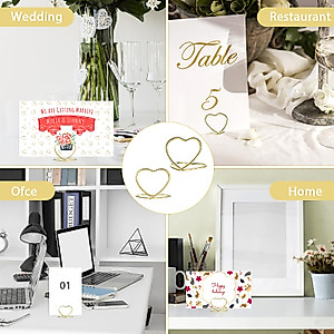 Tucnoeu 30Pcs Photo Holders for Tables Gold Heart Table Number Holder Perfect for Centerpieces, Wedding Receptions, Parties, Birthdays