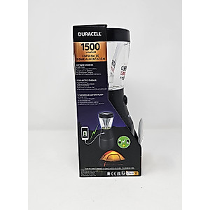 Duracell Dual Power Lantern 1500 Lumens with 5 Power Sources Available for Charging - 1 Lamp, Black