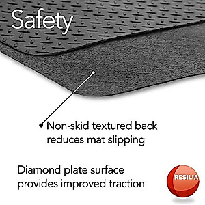 RESILIA - Large Under Grill Mat - Black Diamond Plate, 72 x 48 inches, 12-inch Splatter Protection Lip, for Outdoor Use