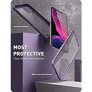 i-Blason Ares Case for iPhone 11 6.1 inch (2019 Release), Dual Layer Rugged Clear Bumper Case with Built-in Screen Protector (Purple)