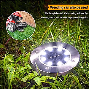 Biling Solar Disk Lights Outdoor, 12 Pack Solar Ground Lights Outdoor Waterproof for Garden Yard Patio Pathway Lawn Driveway - White